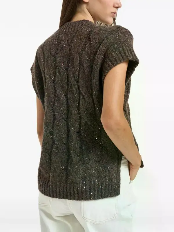 Peserico Sequin-embellished Cable-knit Vest