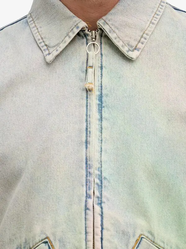 Sisley Acid-wash Zip-up Denim Jacket
