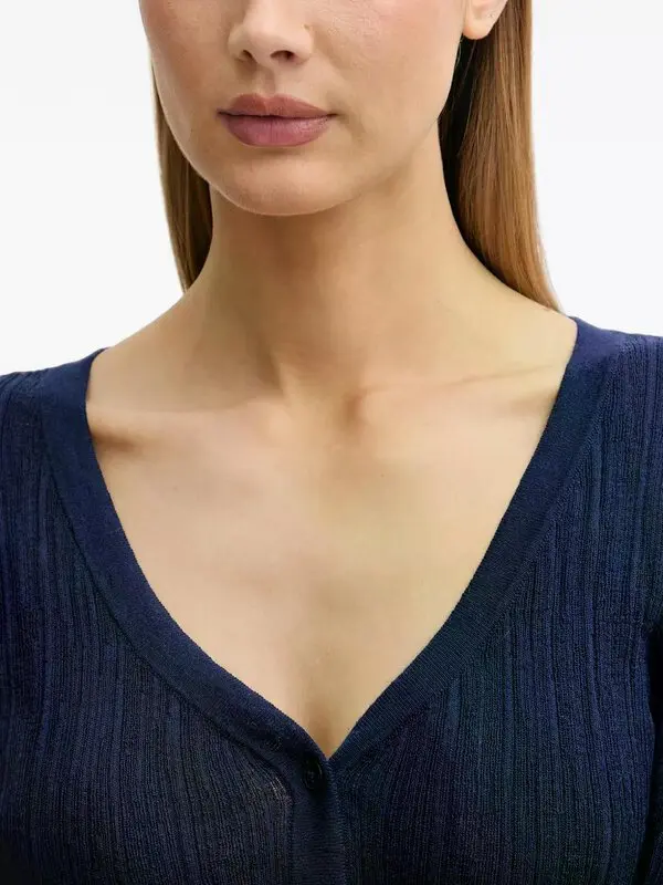 Sisley Ribbed-knit Long-sleeve Cardigan