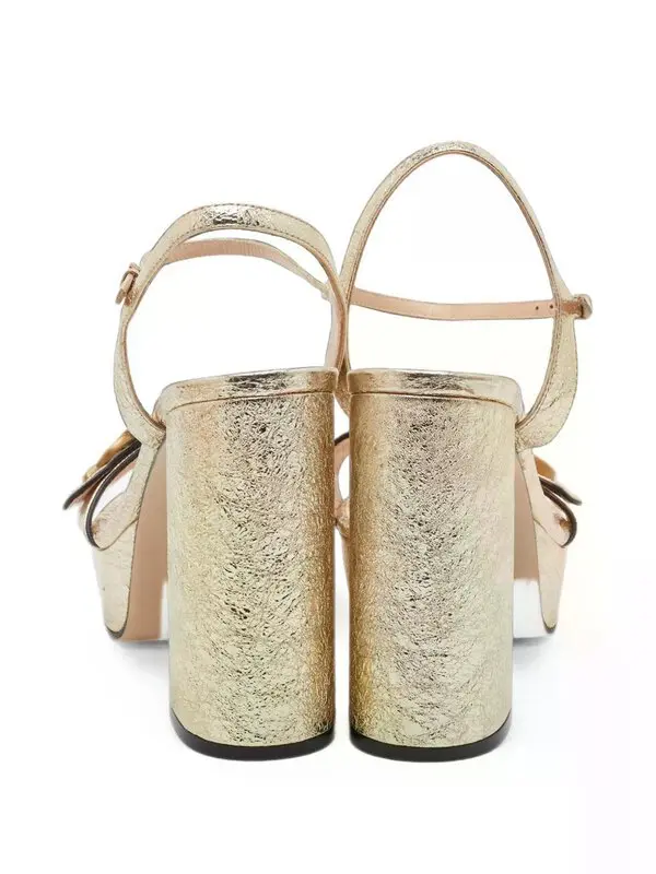 Gucci Gg Marmont Metallic Leather Platform Sandals
