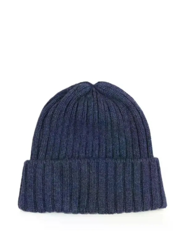 Fedeli Ribbed Cashmere Beanie Hat - Blue