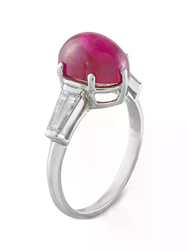 LB EXCLUSIVE Art Deco Ruby And Diamond Ring - Silver