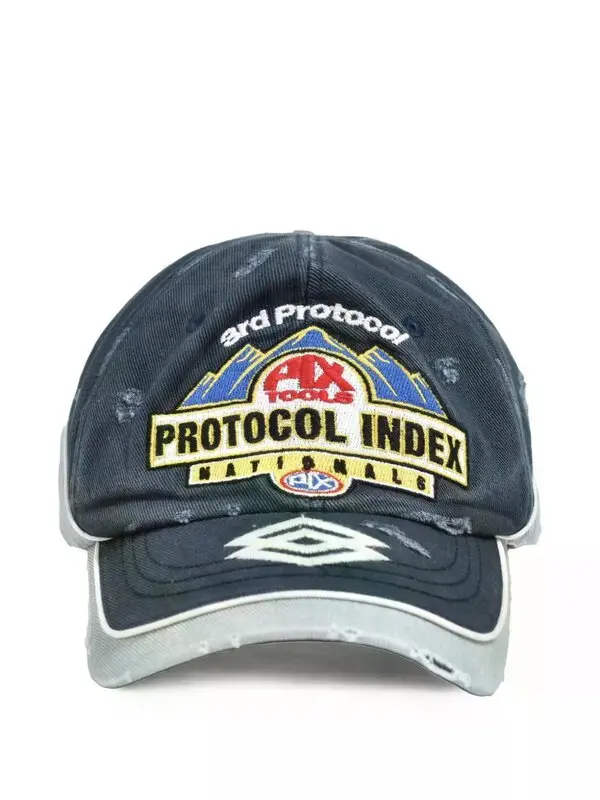 PROTOCOL INDEX Distressed Baseball Cap - Blue
