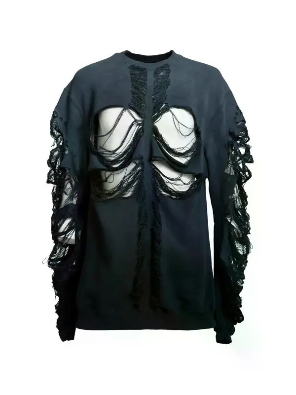 JUN/NAKAYAMA Distressed Cross-motif Sweater