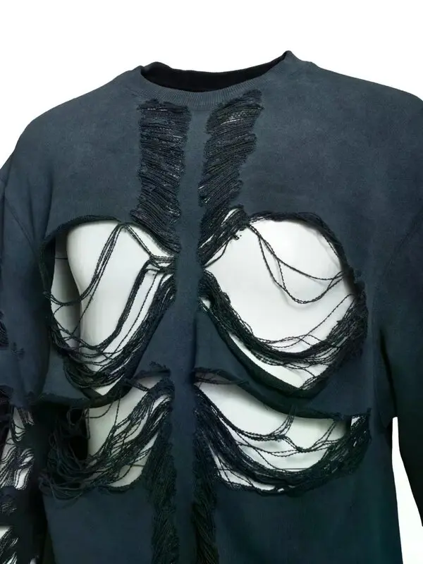 JUN/NAKAYAMA Distressed Cross-motif Sweater