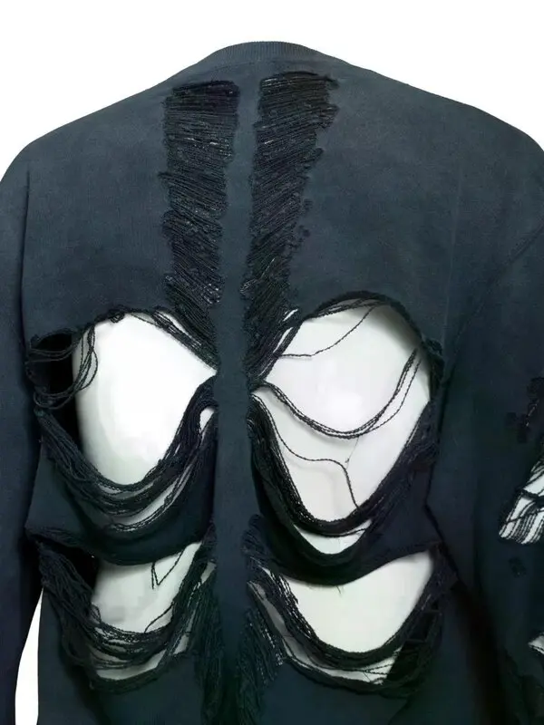 JUN/NAKAYAMA Distressed Cross-motif Sweater