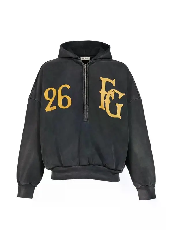 Fear Of God Baseball Club Half-zip Hoodie - Black