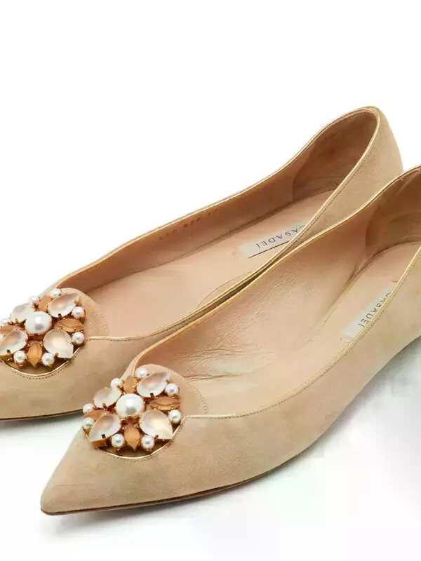 Casadei Crystal-embellished Suede Pointed-toe Pumps