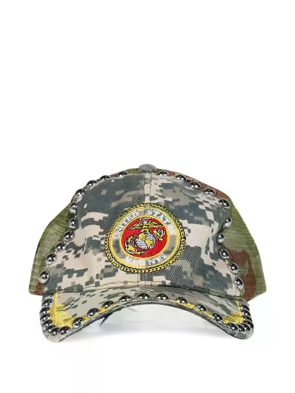 JOSHUA J. Stud-embellished Camouflage-print Cap - Green