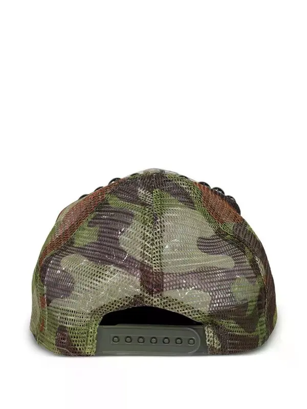 JOSHUA J. Stud-embellished Camouflage-print Cap - Green