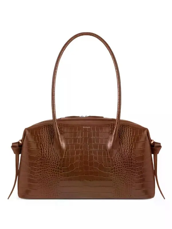 Yuzefi Brioche Croc-effect Leather Shoulder Bag - Brown