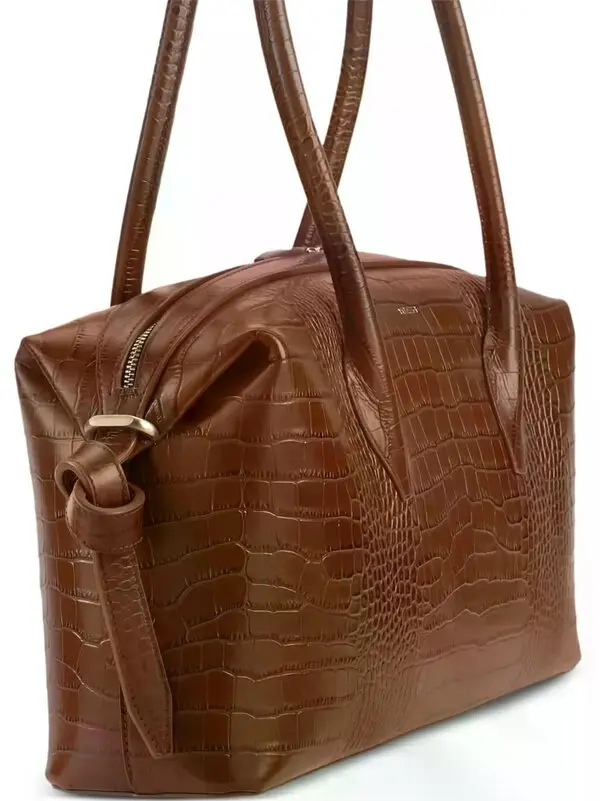 Yuzefi Brioche Croc-effect Leather Shoulder Bag - Brown