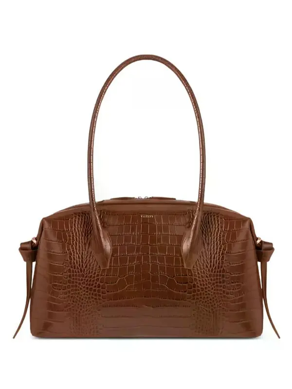 Yuzefi Brioche Croc-effect Leather Shoulder Bag - Brown
