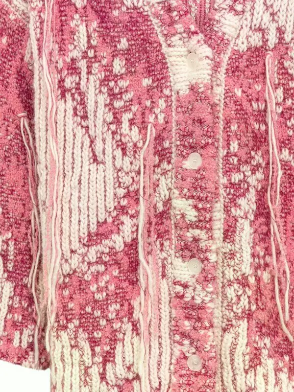 LANEUS Jacquard-knit Fringed Cardigan