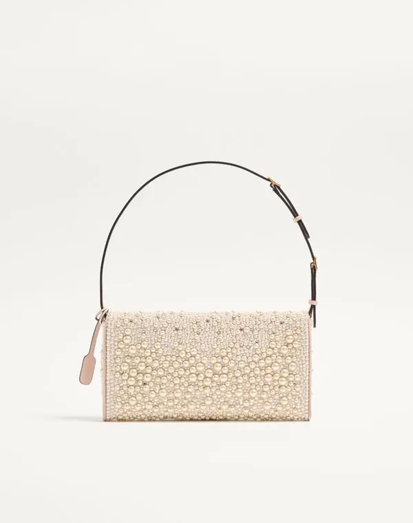 Valentino Garavani Devain Small Shoulder Bag With Pearls And Rhinestones