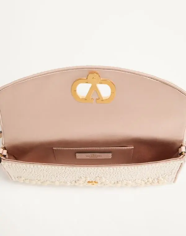 Valentino Garavani Devain Small Shoulder Bag With Pearls And Rhinestones