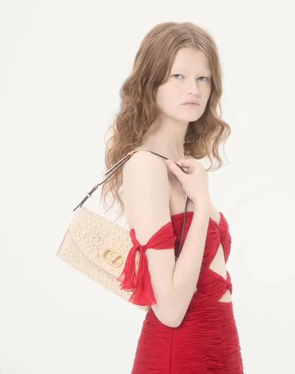 Valentino Garavani Devain Small Shoulder Bag With Pearls And Rhinestones