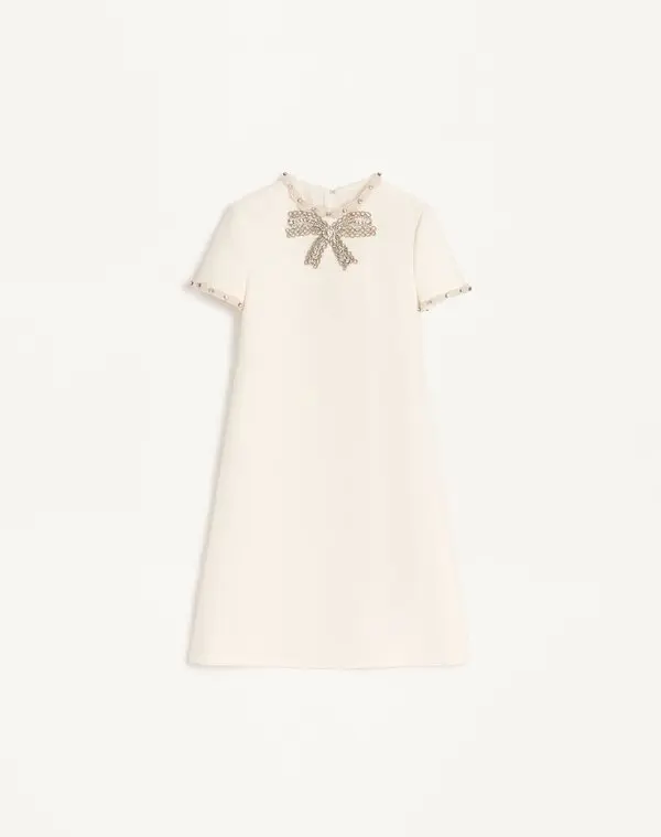 Valentino Garavani Embroidered Crepe Couture Short Dress