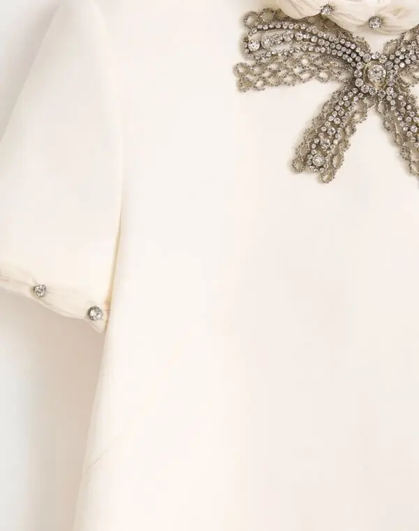 Valentino Garavani Embroidered Crepe Couture Short Dress