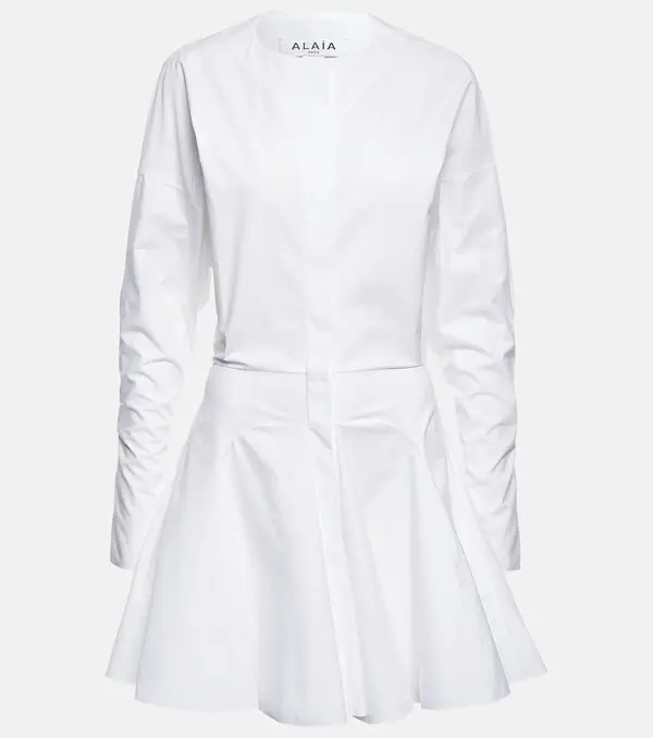 Alaïa Cotton Poplin Minidress - White