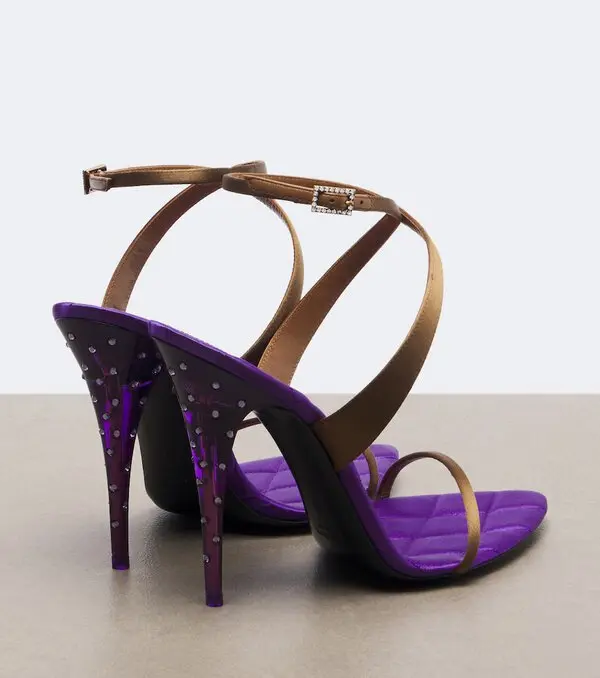 Saint Laurent Embellished Crêpe Satin Sandals