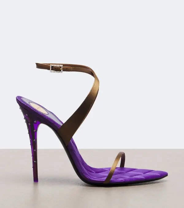 Saint Laurent Embellished Crêpe Satin Sandals