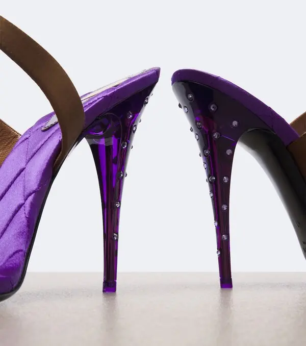 Saint Laurent Embellished Crêpe Satin Sandals