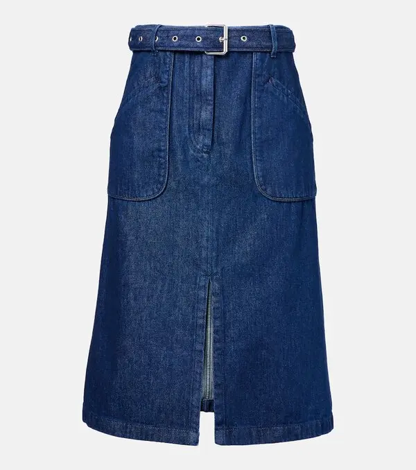 Dries Van Noten Denim Midi Skirt - Blue
