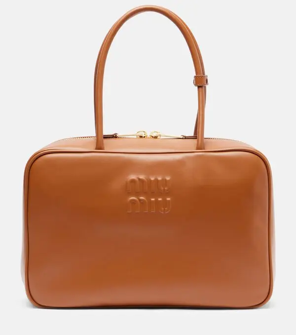 Miu Miu Beau Leather Tote Bag - Brown