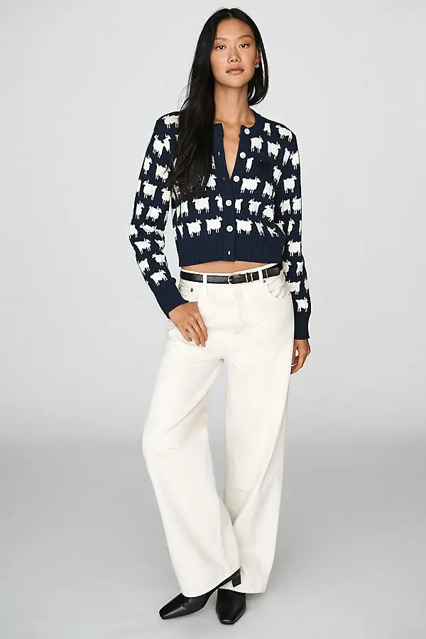 ROWING BLAZERS Cotton Cropped Cardigan Sweater