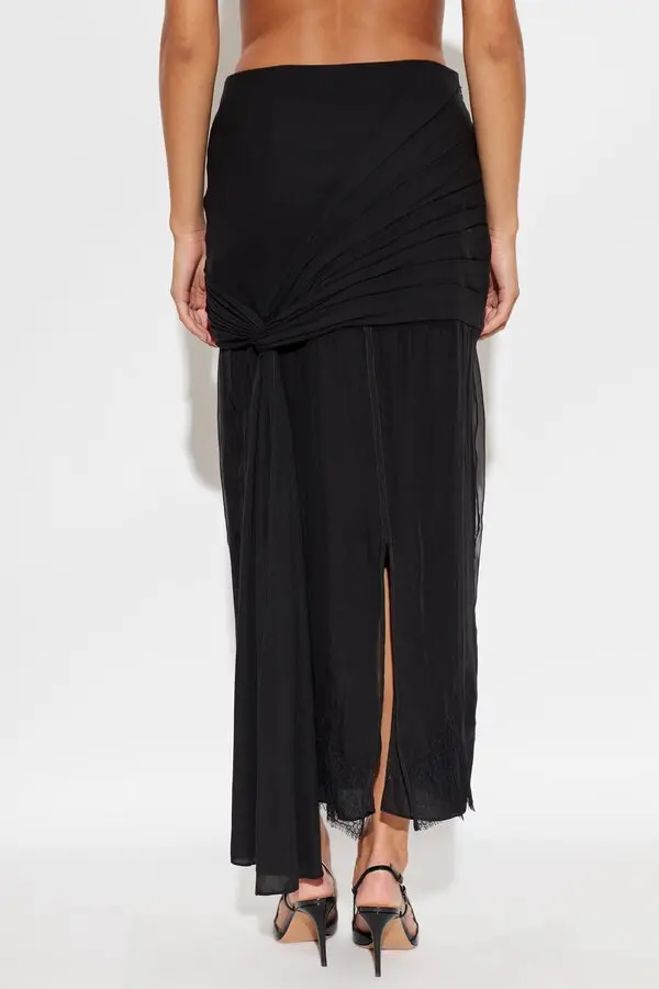 Valentino Garavani Silk Skirt With Lace Trim