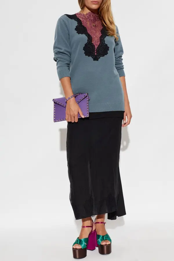 Valentino Garavani Wool Sweater With Lace Insert