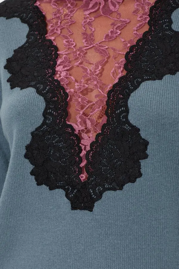 Valentino Garavani Wool Sweater With Lace Insert
