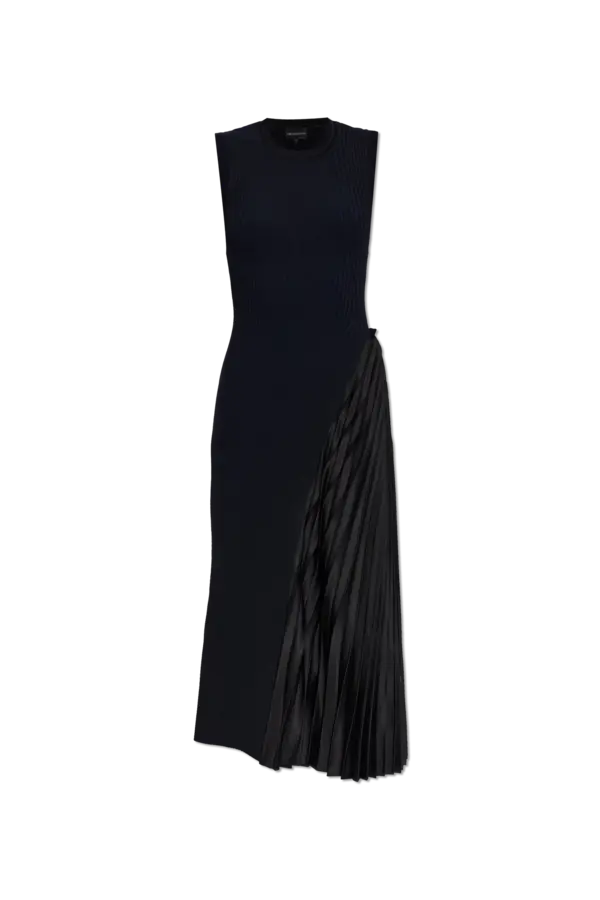 Emporio Armani Dress With A Pleated Insert - Black