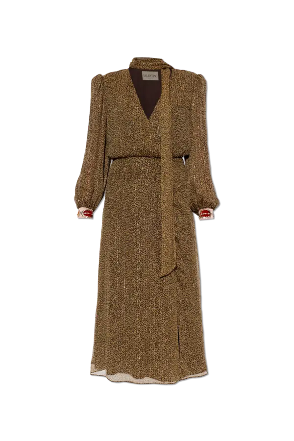 Valentino Garavani Lurex Silk Midi Dress - Brown