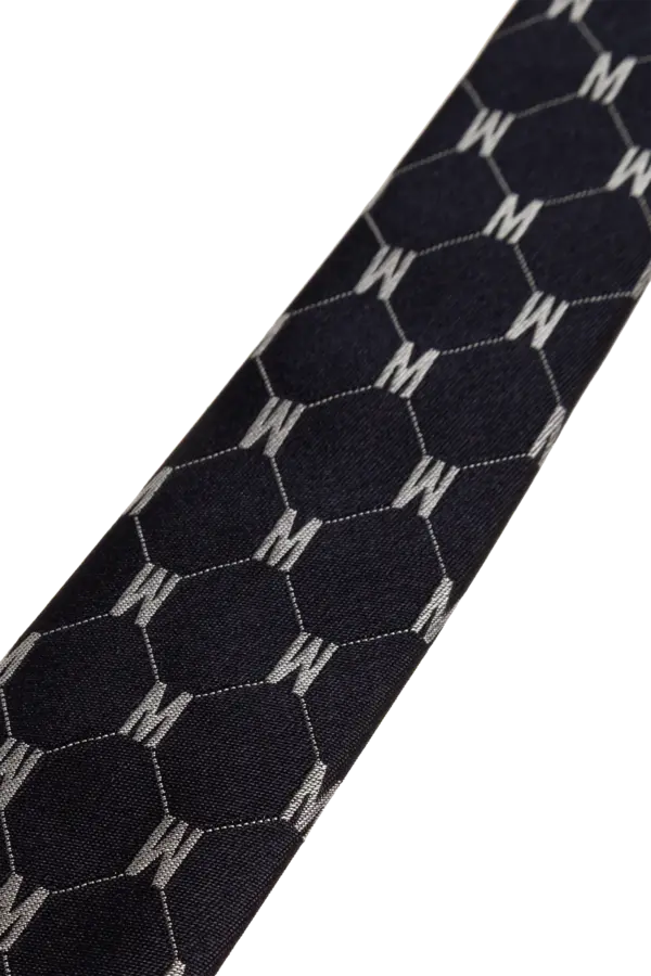Moschino Silk Tie With Monogram - Navy Blue