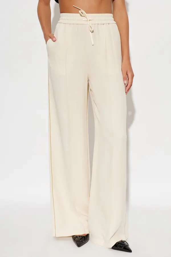 Valentino Garavani Silk Trousers With Leg Stitching