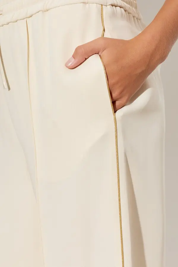 Valentino Garavani Silk Trousers With Leg Stitching