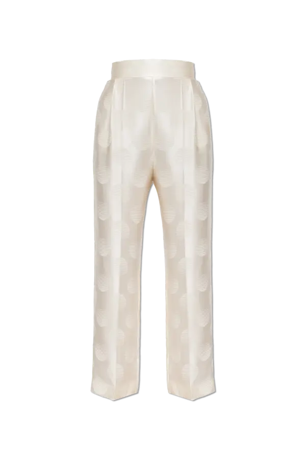 Valentino Garavani Silk Pleated Trousers - Cream