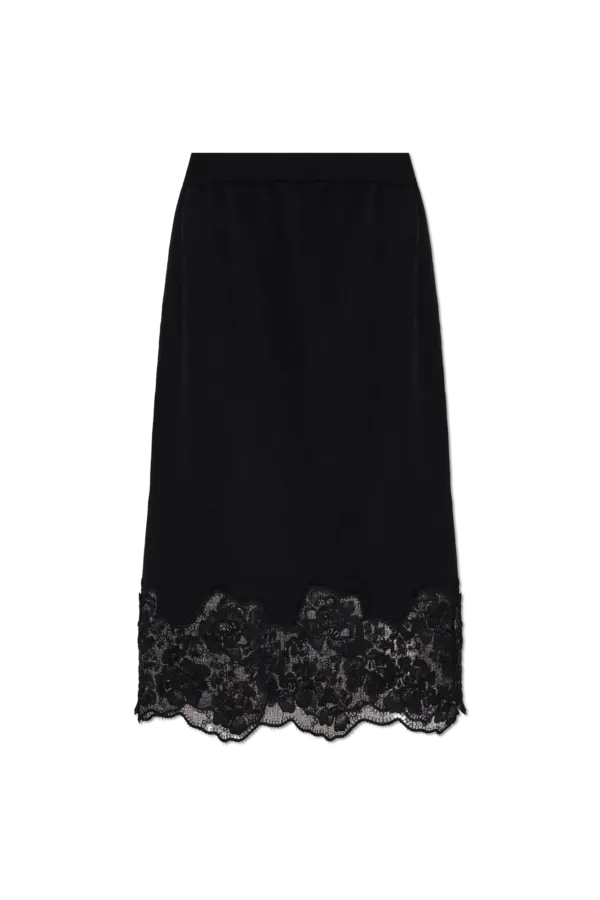Fabiana Filippi Wool Skirt With Lace Trim - Black