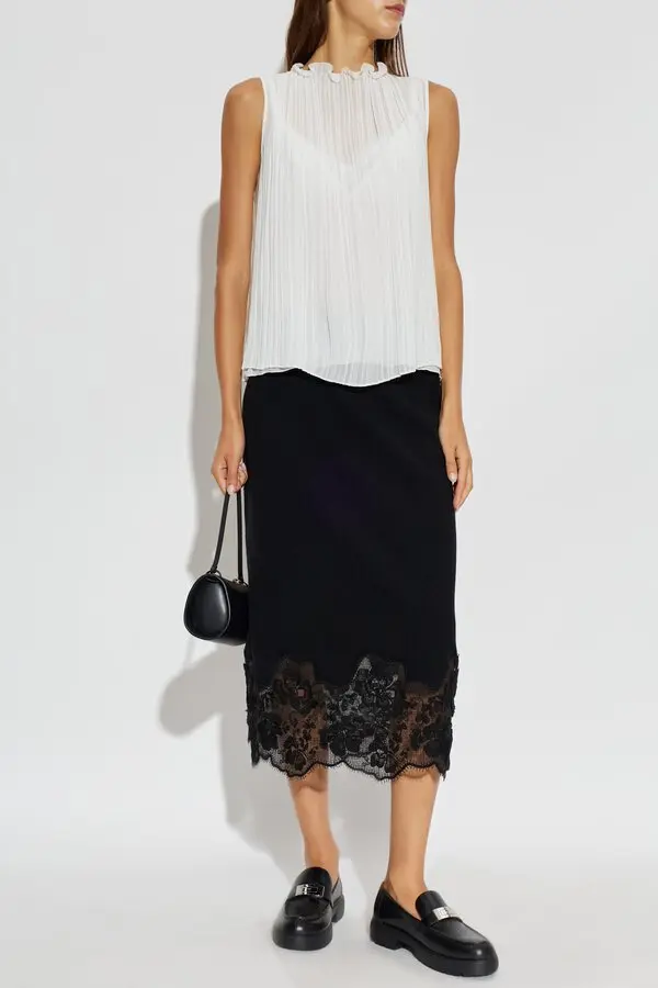 Fabiana Filippi Wool Skirt With Lace Trim