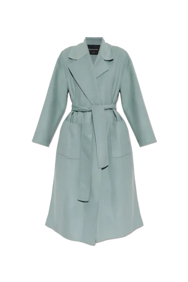 Fabiana Filippi Wool Coat With Belt - Light Blue