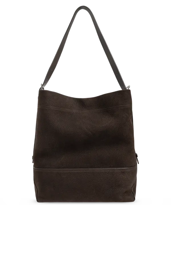 LEMAIRE Belted Suede Shopper Bag - Brown