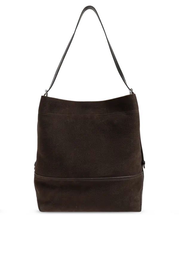 LEMAIRE Belted Suede Shopper Bag - Brown
