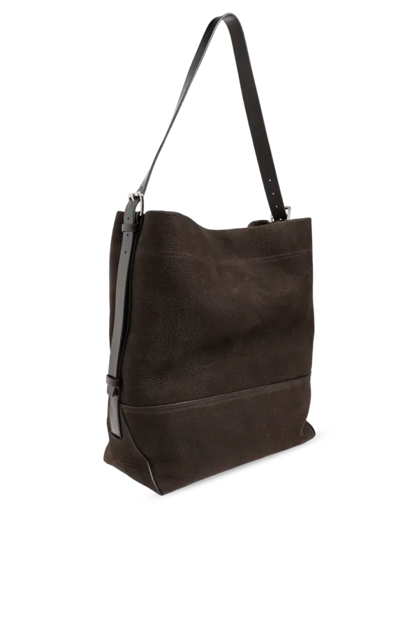 LEMAIRE Belted Suede Shopper Bag - Brown