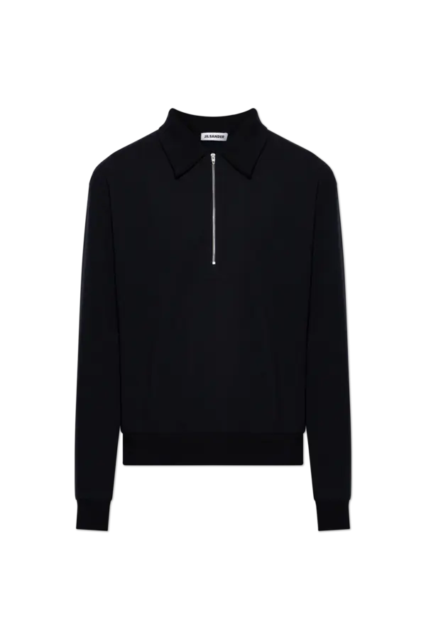 JIL SANDER Long Sleeve Polo - Navy Blue