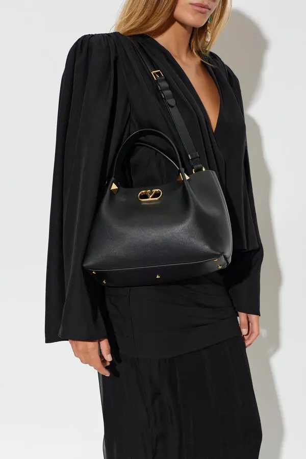 Valentino Garavani Leather Shopper Bag - Black