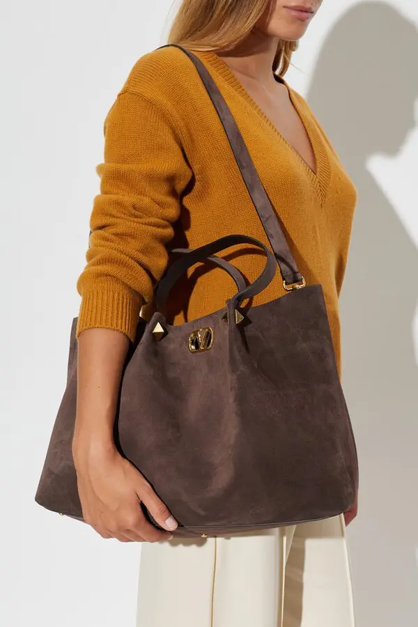Valentino Garavani Suede Tote Bag - Brown