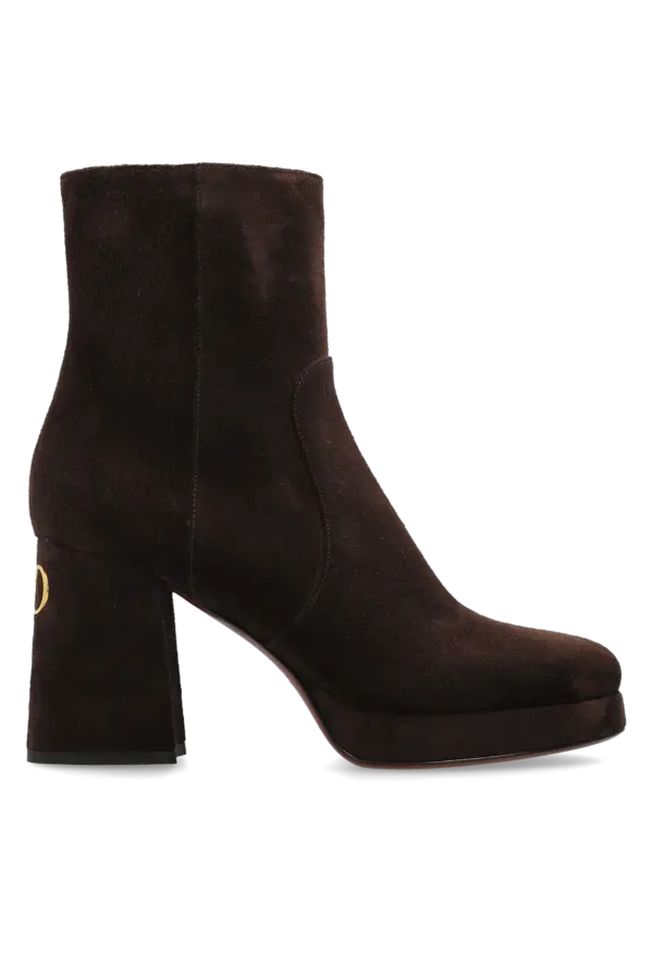 Valentino Garavani Suede Platform Ankle Boots - Brown