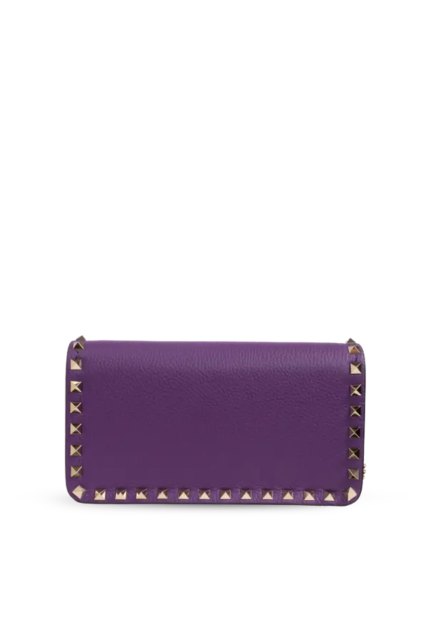 Valentino Garavani Leather Wallet With Chain - Purple